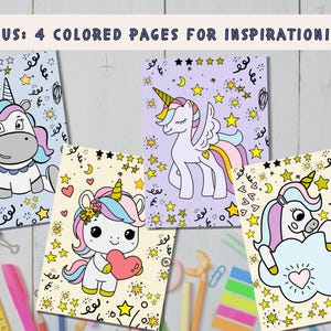 Kawaii Unicorn Coloring Pages | 20 Cute Kids Activity Sheets (PDF) - Etsy