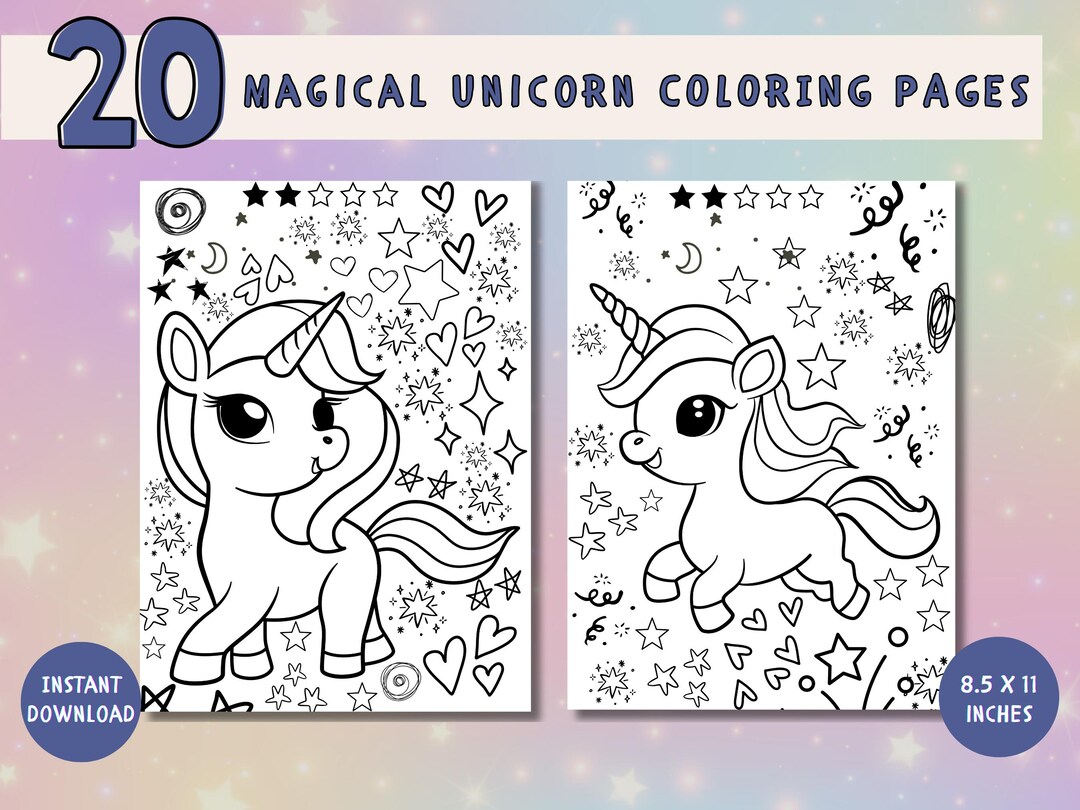 Kawaii Unicorn Coloring Pages Printable | 20 Cute Magical Unicorn ...