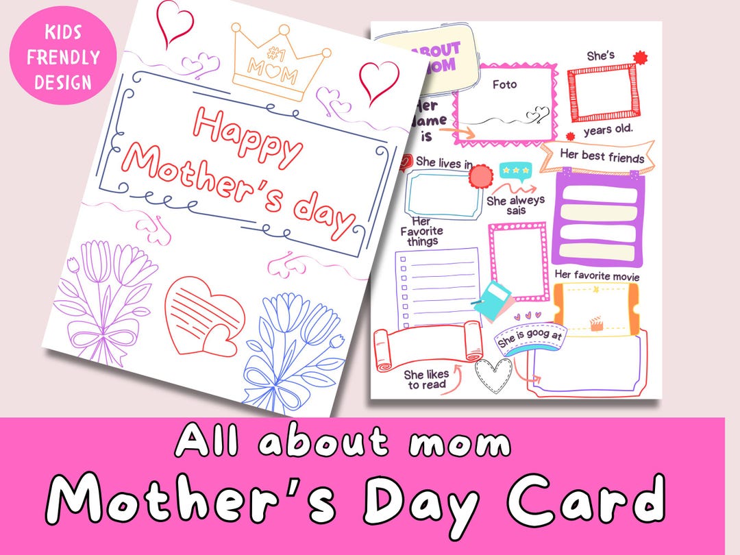 Printable Mother's Day Card & All About My Mom Page – Spring Activity ...