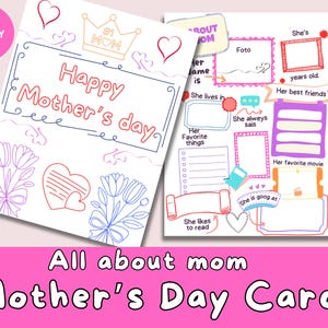 Printable Mother's Day Card & All About My Mom Page – Spring Activity ...