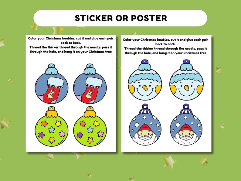 Printable Christmas Bauble Coloring Craft Kit | DIY Ornament (instant ...
