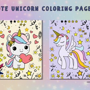 Kawaii Unicorn Coloring Pages | 20 Cute Kids Activity Sheets (PDF) - Etsy