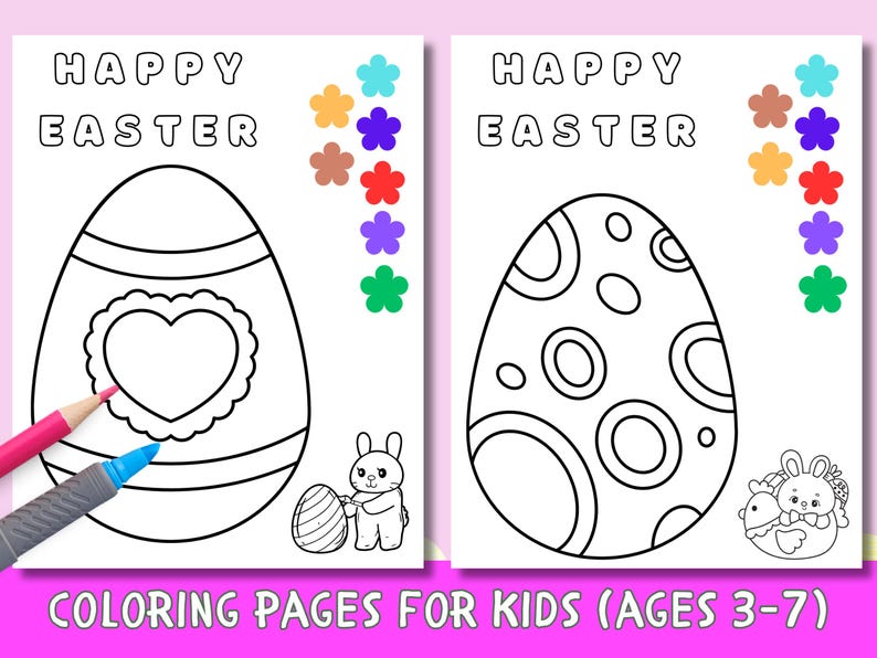 20 Easter Egg Coloring Pages: Kids Activity (PDF Download) - Etsy