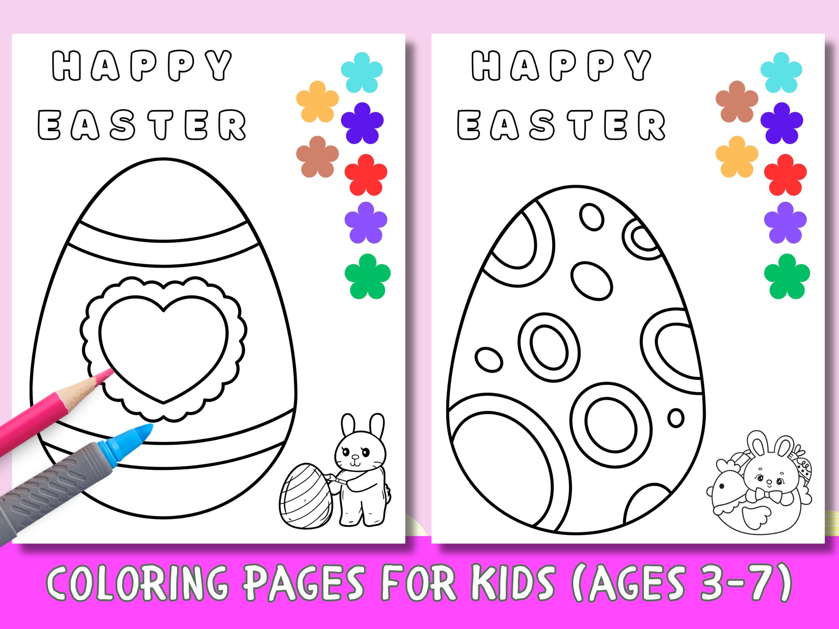 20 Easter Egg Coloring Pages: Kids Activity (PDF Download) - Etsy