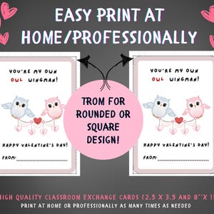 Owl Valentine Cards Printable | Cute Classroom Tags for Kids | DIY Gift ...