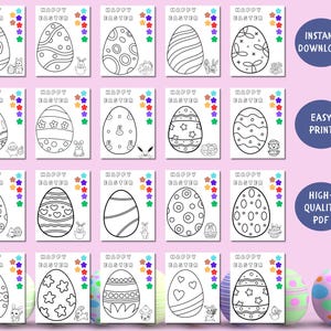 20 Easter Egg Coloring Pages: Kids Activity (PDF Download) - Etsy