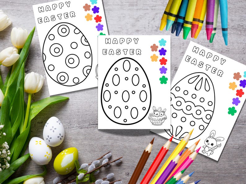 20 Easter Egg Coloring Pages: Kids Activity (PDF Download) - Etsy