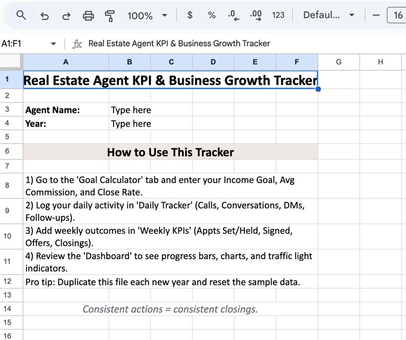 Real Estate KPI Tracker - Etsy