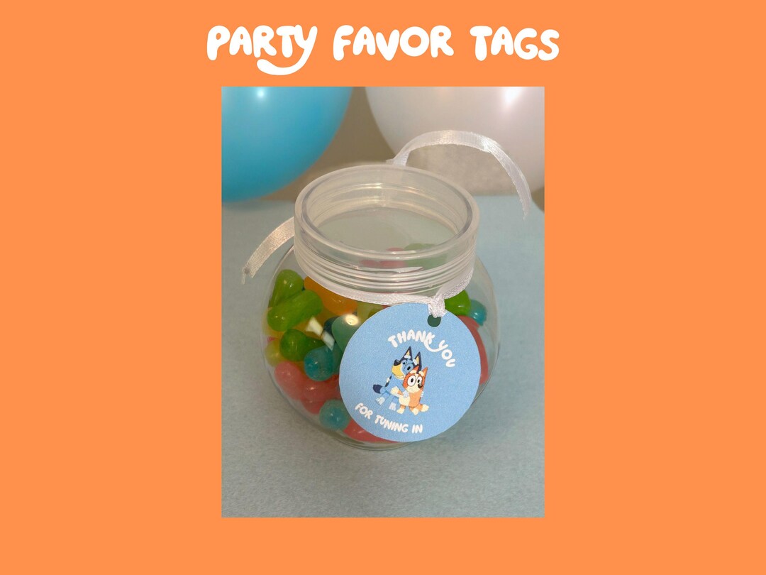 20 Bluey Birthday Party Favor Tags Pre-cut and Ready to Use, Thank You ...