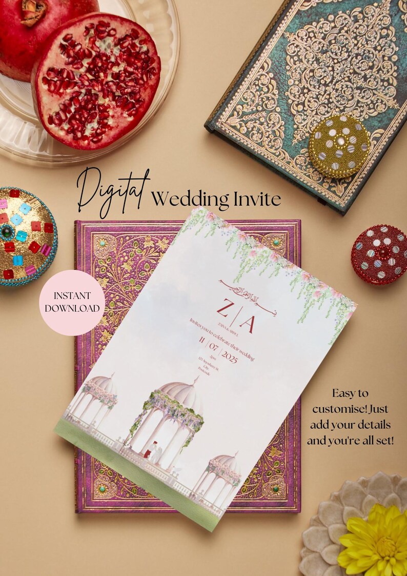 Editable Muslim Wedding Invitation Template, Islamic Wedding Invitation ...