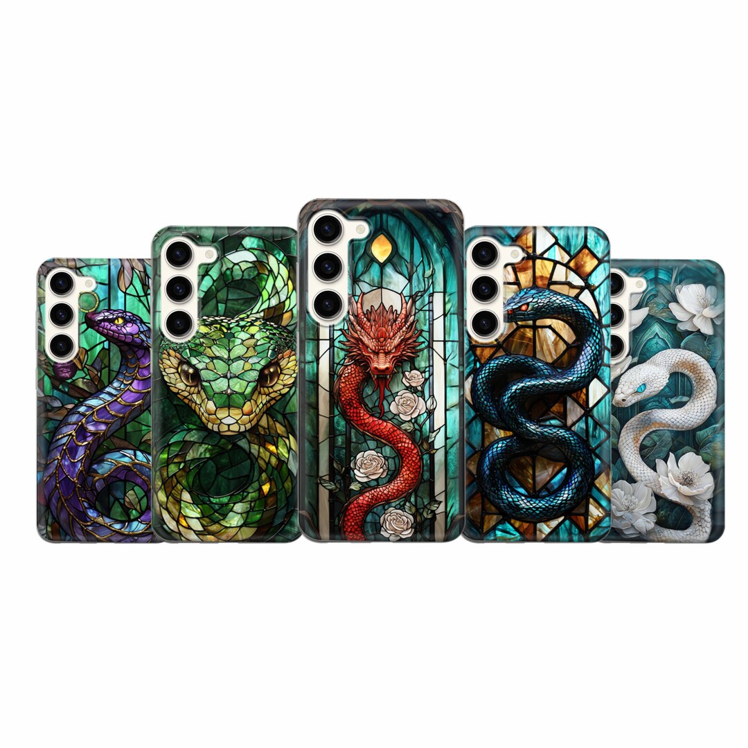 Serpent Snake Phone Case Stained Glass Scales Green Python Cover for ...
