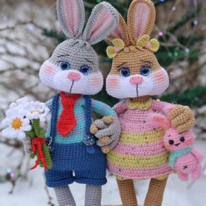 Crochet Pattern Cute Rabbit Family PDF - Etsy