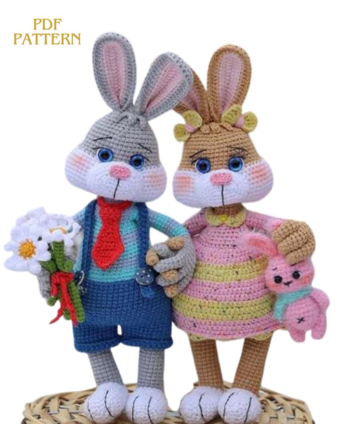 Crochet Pattern Cute Rabbit Family PDF - Etsy