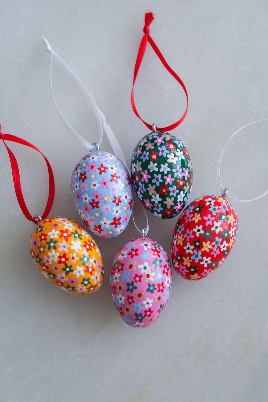 Easter Egg Set Hand-painted From Wood, Floral Flower Pattern Easter - Etsy