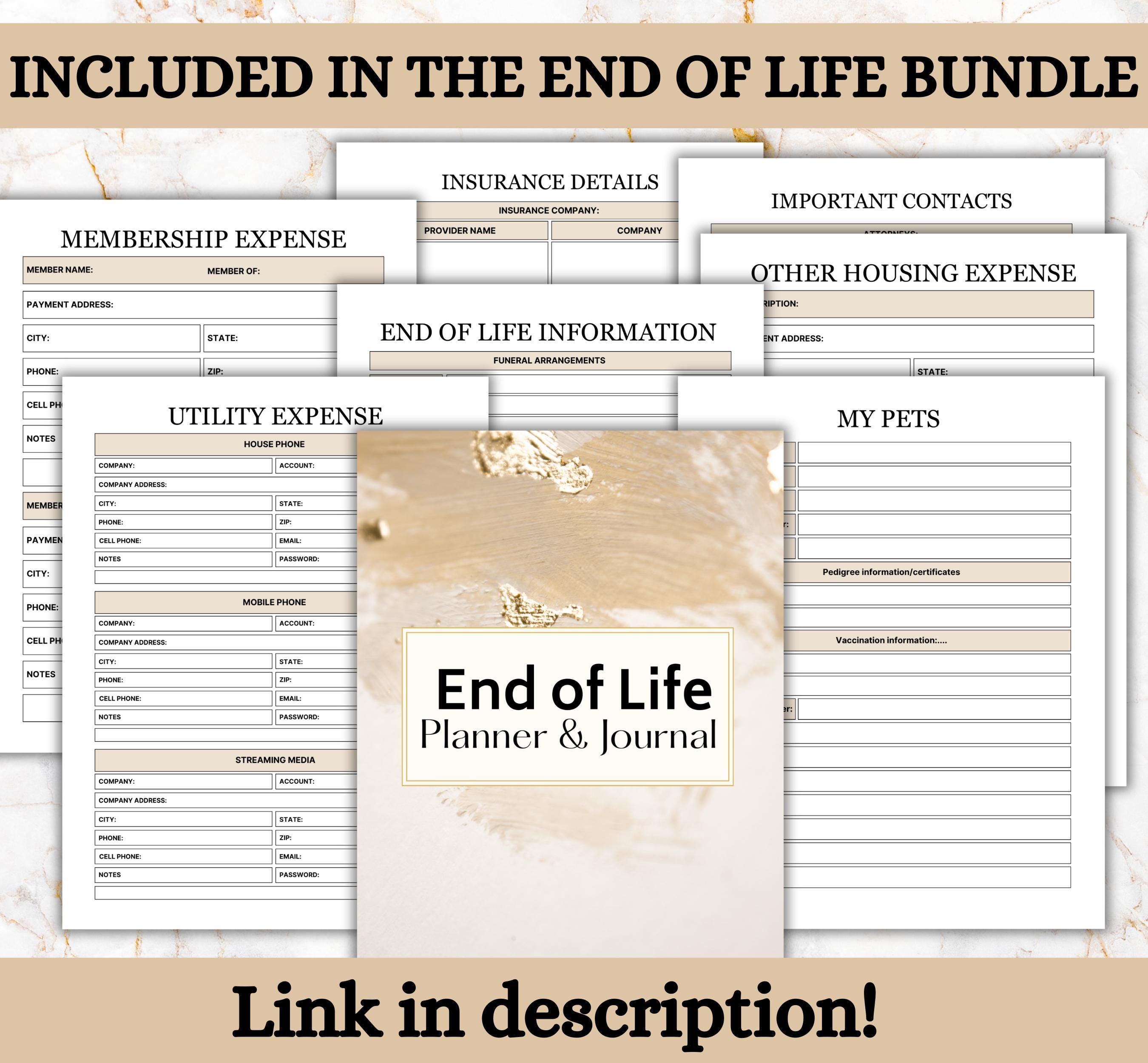 End of Life Planner, Fillable, Emergency Binder, Emergency Planner ...