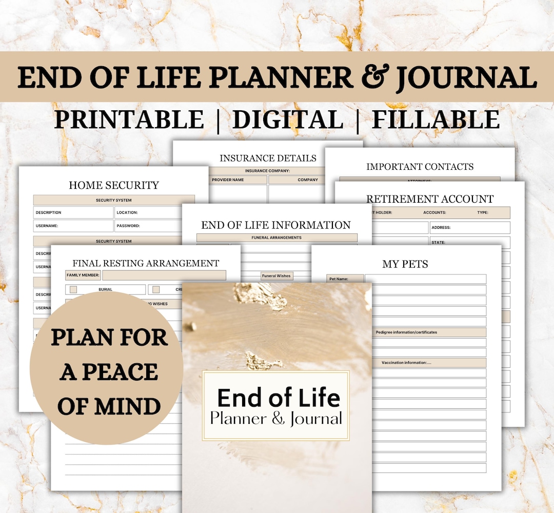 End of Life Planner, Fillable, Emergency Binder, Emergency Planner ...