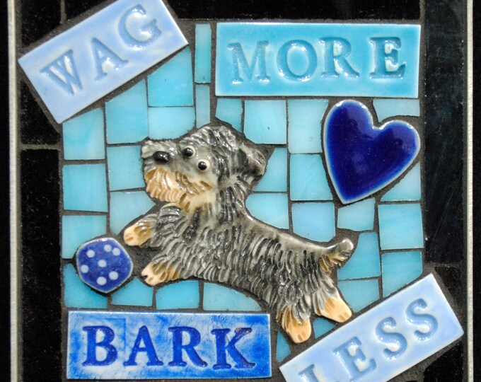Wag More Bark Less Yorkshire Terrier Mini Mosaic Art by Brenda Pokorny ...