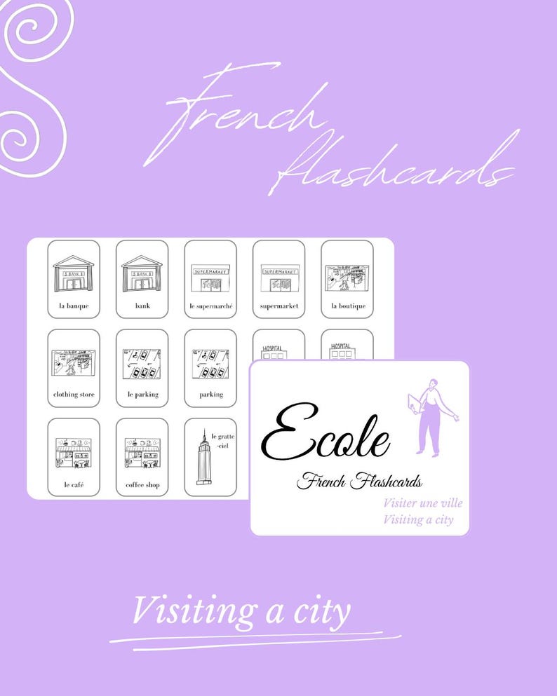 Visiting a City Flashcards French Vocabulary | Digital Download ...