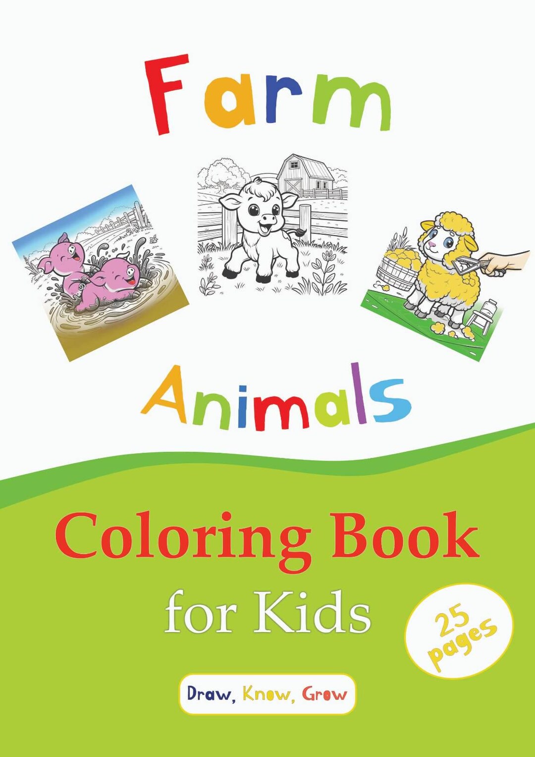 25 Cute Farm Animals Coloring Book Pages for Kids (homeschool ...