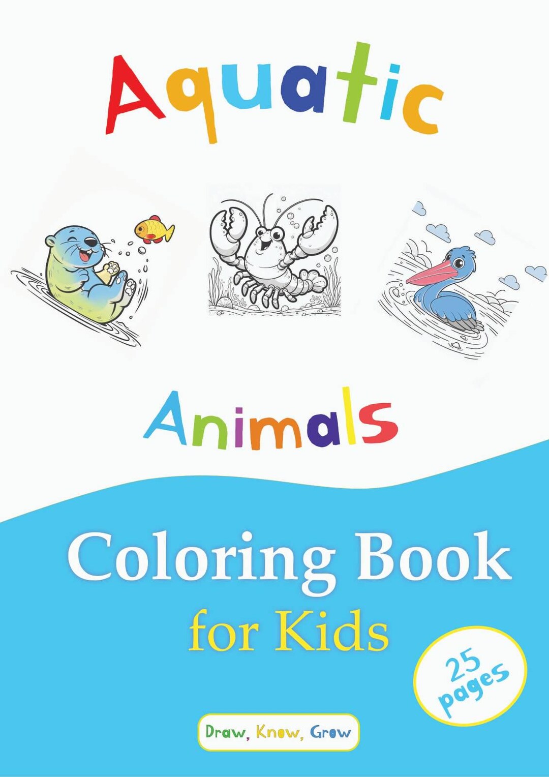 25 Cute Aquatic Animals Coloring Book Pages for Kids (homeschool ...