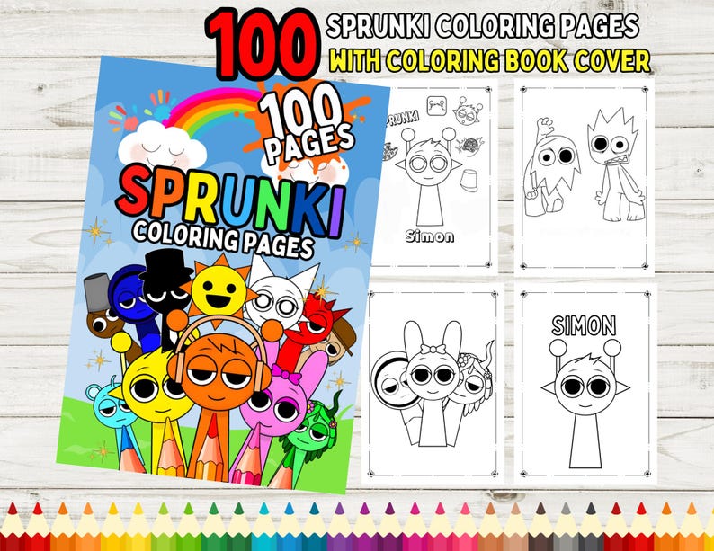 100 Sprunki Coloring Pages Printable A4 Coloring Book Kids Printable ...