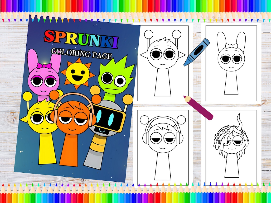 20 Sprunki Characters Printable Coloring Pages A4 Coloring Book Kids ...