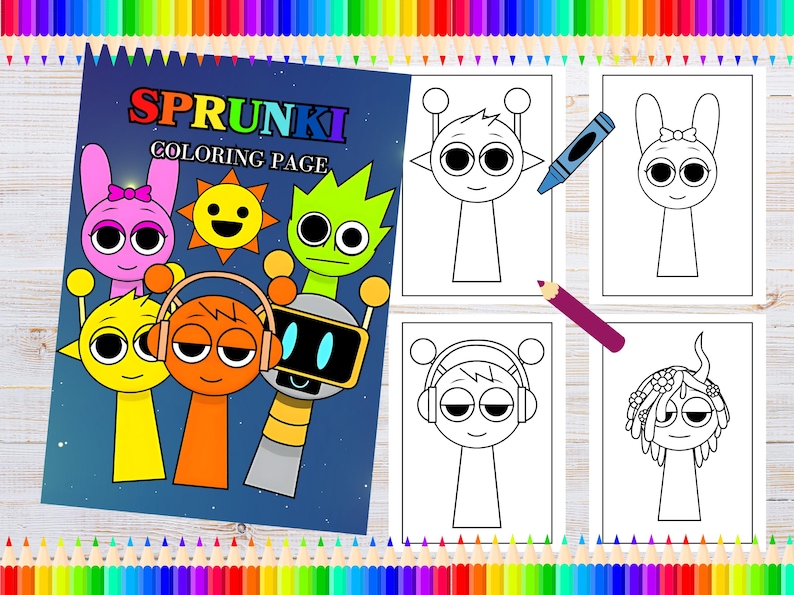 20 Sprunki Characters Printable Coloring Pages A4 Coloring Book Kids ...