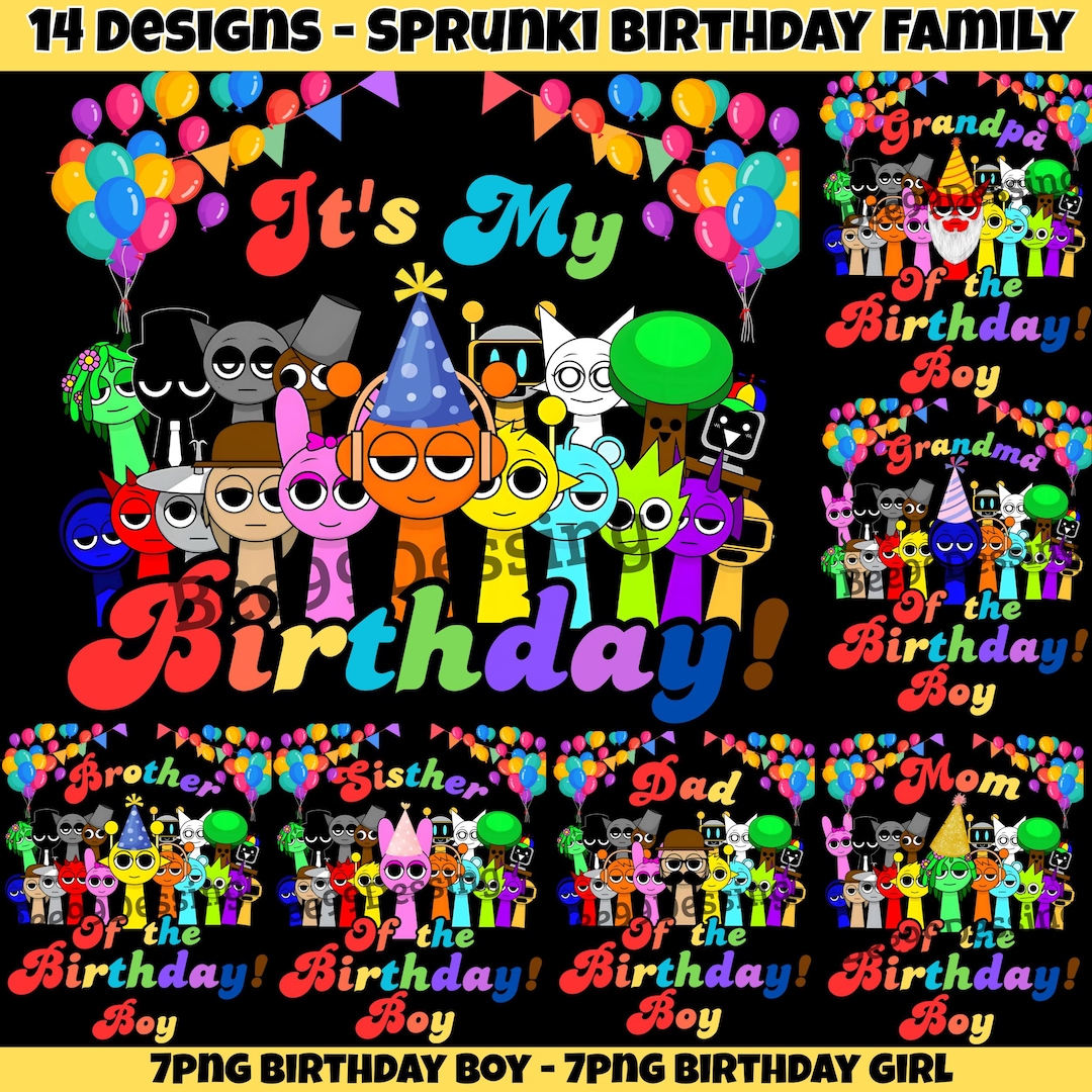 Sprunki Birthday Family PNG Bundle Matching Shirts, Sprunki Birthday ...