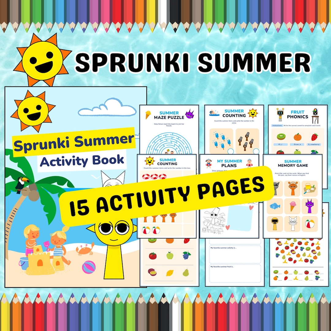 Sprunki Summer Activity Book: 15 Kids' Puzzles, Mazes, Coloring ...