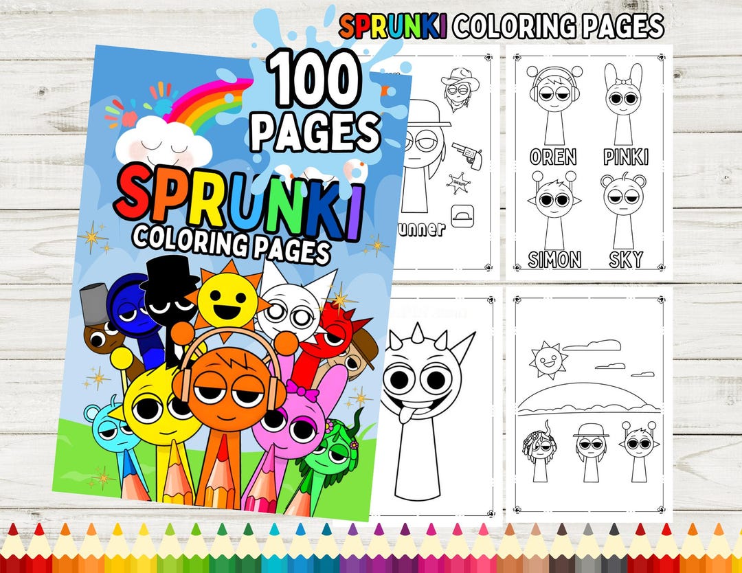 100 Sprunki Coloring Pages Printable A4 Coloring Book Kids Printable ...