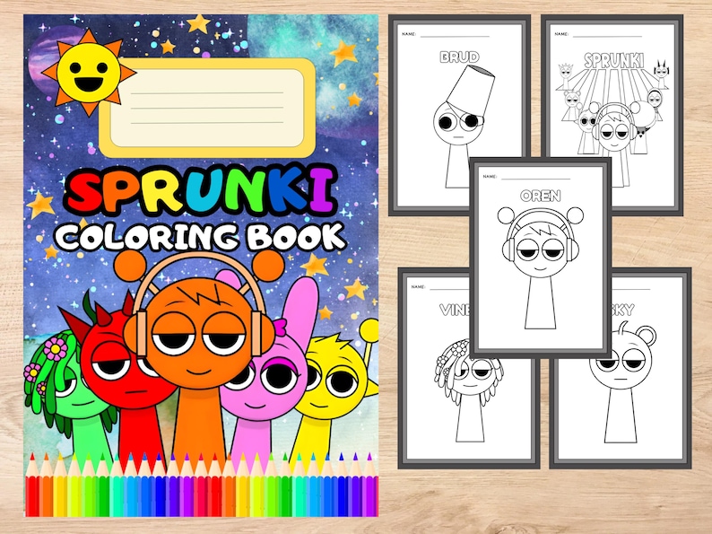 20 Sprunki Characters Printable Coloring Pages A4 Coloring Book Kids ...