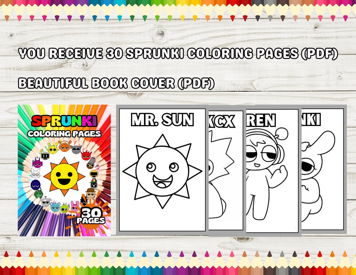 30 Sprunki Coloring Pages Printable A4 Coloring Book for Kids Gamer ...