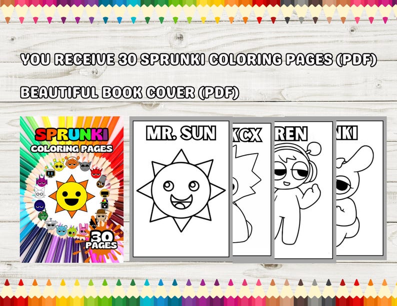 Sprunki 30 Coloring Pages Printable A4 Coloring Book for Kids Gamer ...