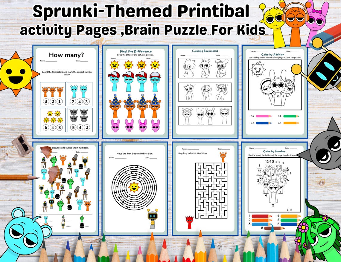 Sprunki Themed Printable Activity Book, Fun Sprunki Pages for Kids ...