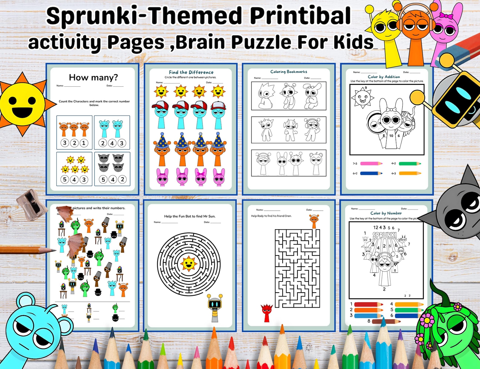 Sprunki Themed Printable Activity Book, Fun Sprunki Pages for Kids | Sprunki Puzzles,educational ...