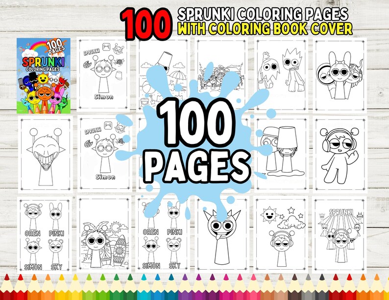 100 Sprunki Coloring Pages Printable A4 Coloring Book Kids Printable ...