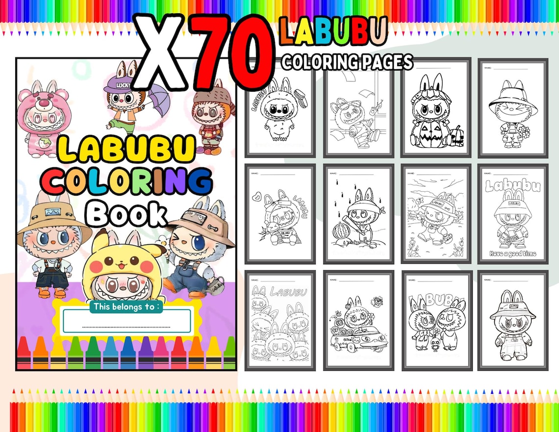 70 LABUBU Coloring Pages Printibal ,cute LABUBU Characters A4 Coloring ...