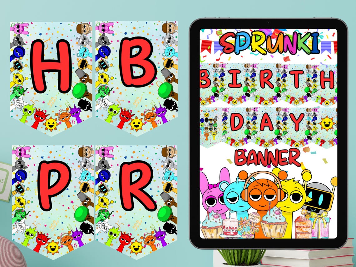 Sprunki Birthday Banner Pennant | Sprunki Birthday Party Decor |sprunki ...