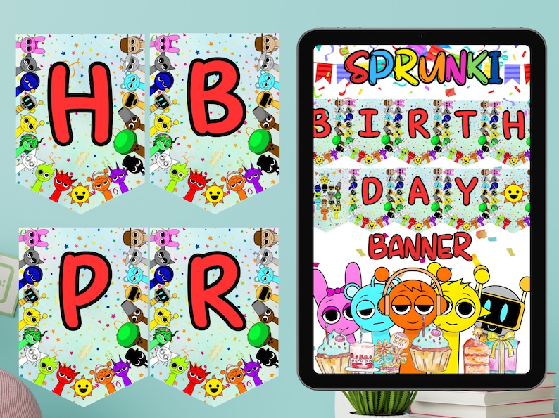 Sprunki Birthday Banner Pennant | Sprunki Birthday Party Decor |sprunki ...