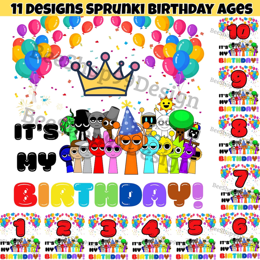 Sprunki Birthday Party PNG Bundle: Ages 1-10, Sprunki Birthday for Boys ...