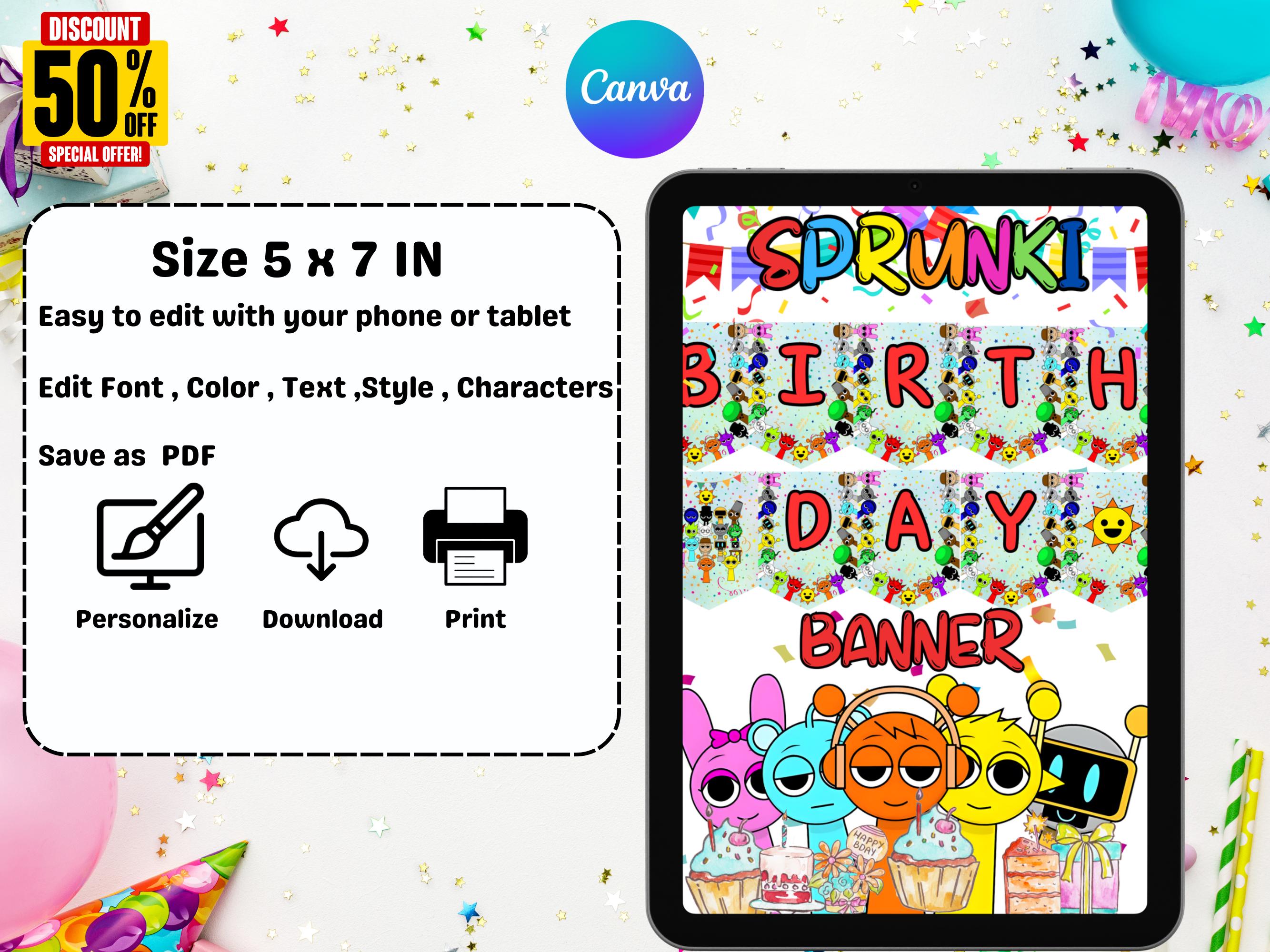 Sprunki Birthday Banner Pennant | Sprunki Birthday Party Decor |sprunki ...