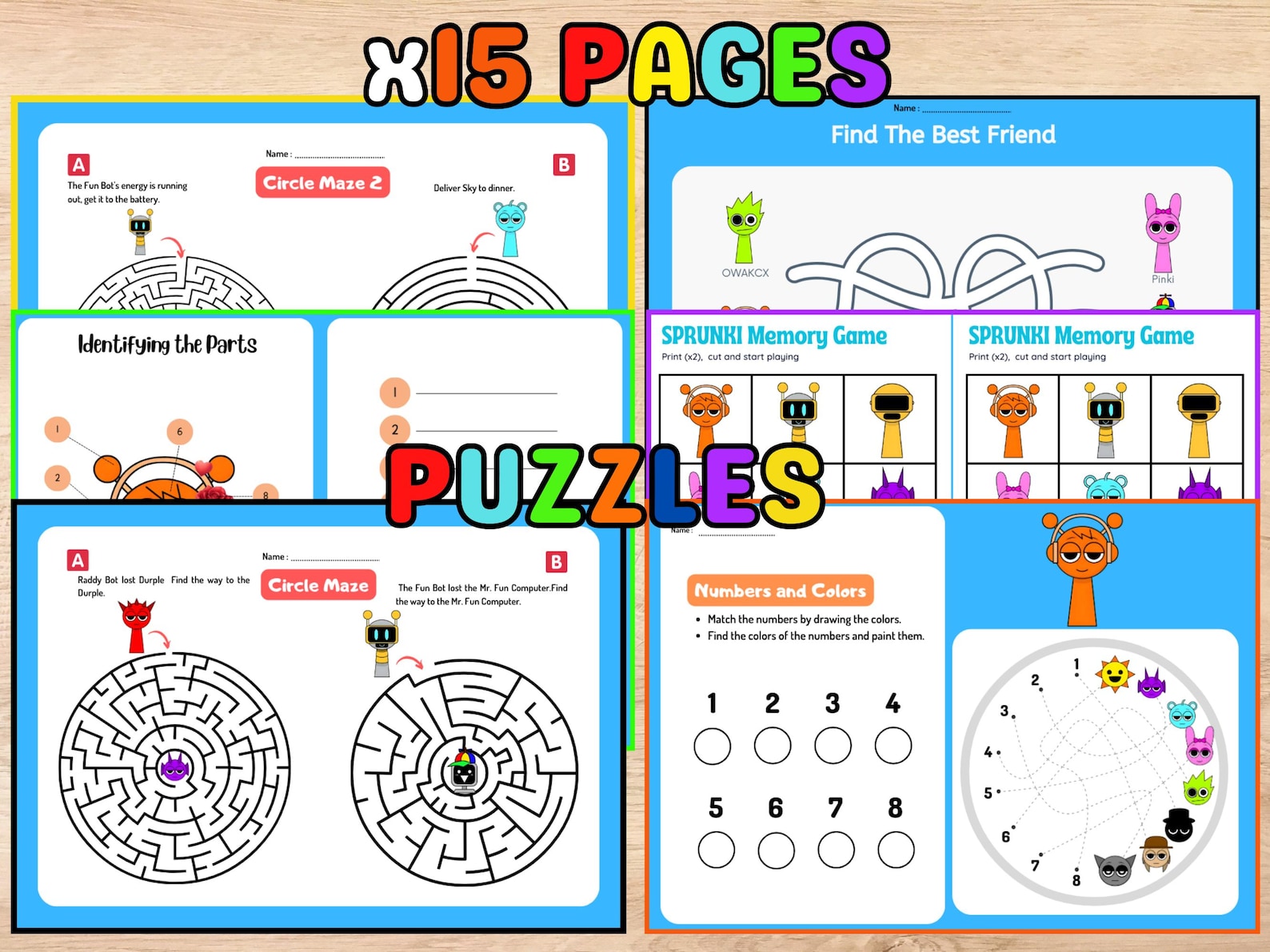 Sprunki Activity and Coloring Book for Kids 15 Pages PDF, Sprunki ...