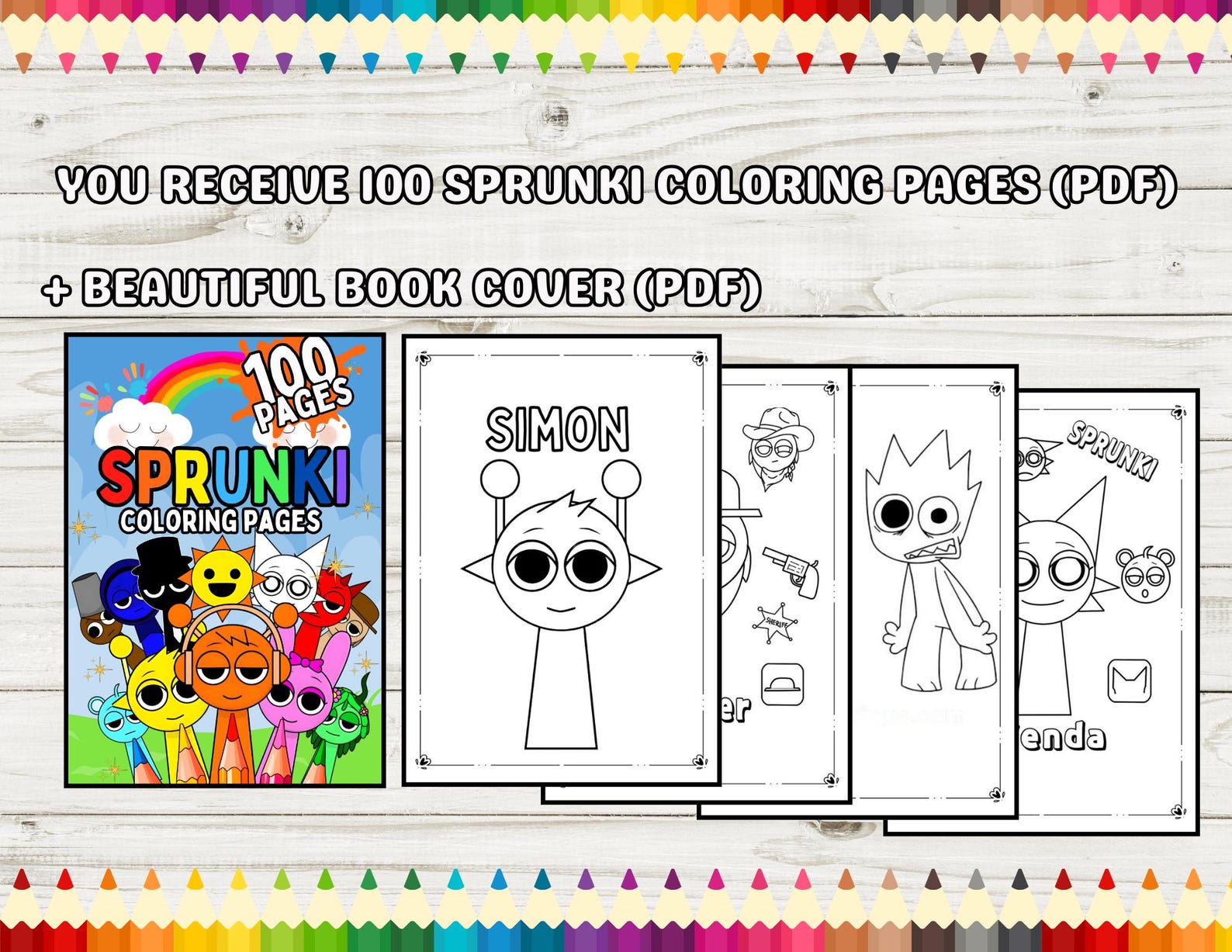 100 Sprunki Characters Printable Coloring Pages A4 Coloring Book Kids ...