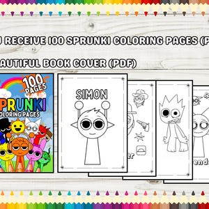 100 Sprunki Characters Printable Coloring Pages A4 Coloring Book Kids ...