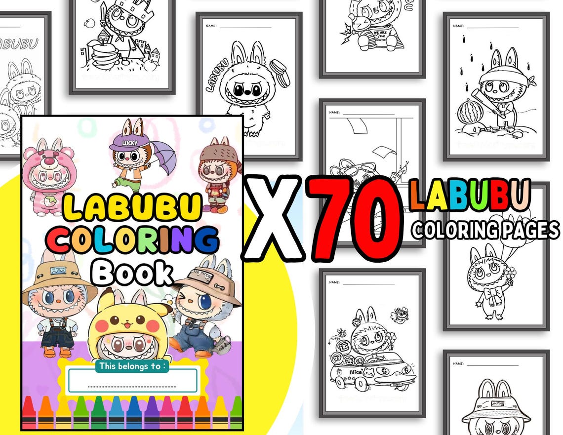 70 LABUBU Coloring Pages Printibal ,cute LABUBU Characters A4 Coloring ...