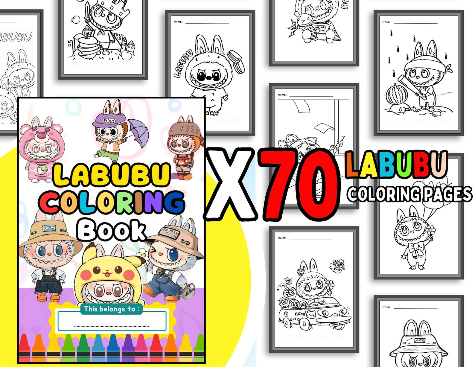 70 LABUBU Coloring Pages Printibal ,cute LABUBU Characters A4 Coloring ...