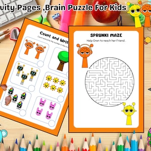 Sprunki Kids Activity 8 Pages | 8 Pages Coloring, Mazes, Puzzles ...