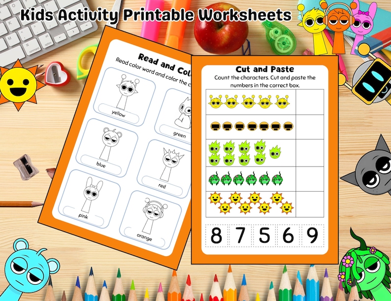 Sprunki Kids Activity 8 Pages | 8 Pages Coloring, Mazes, Puzzles ...