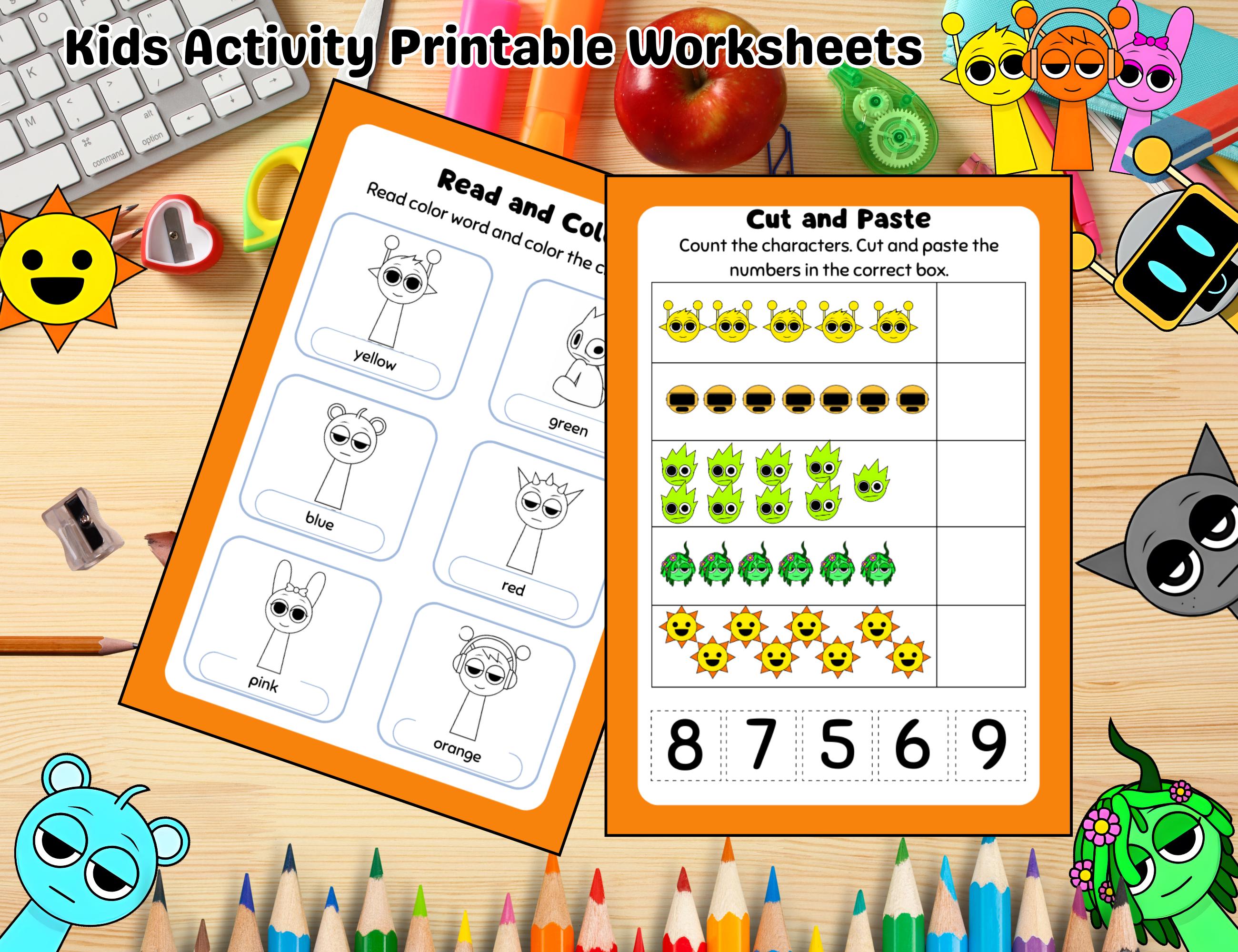 Sprunki Kids Activity 8 Pages | 8 Pages Coloring, Mazes, Puzzles ...