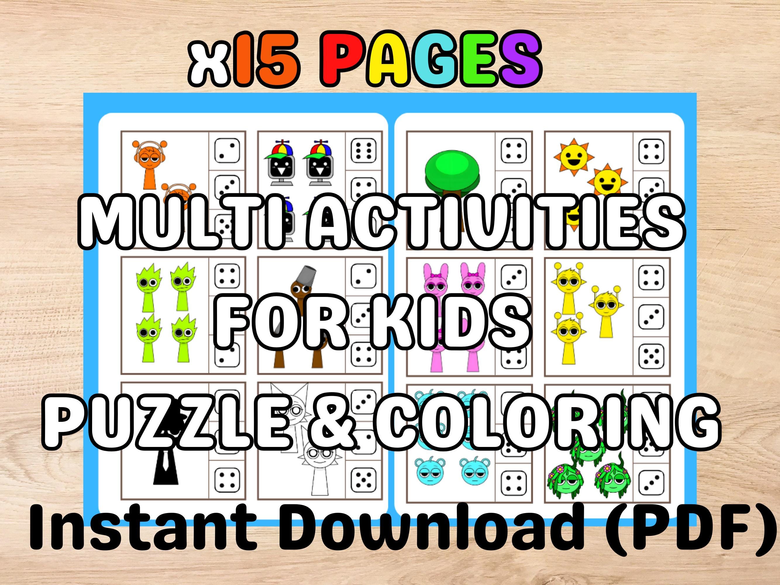 Sprunki Activity and Coloring Book for Kids 15 Pages PDF, Sprunki ...